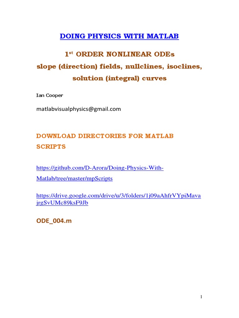 Ode 004 | PDF | Ordinary Differential Equation | Nonlinear System