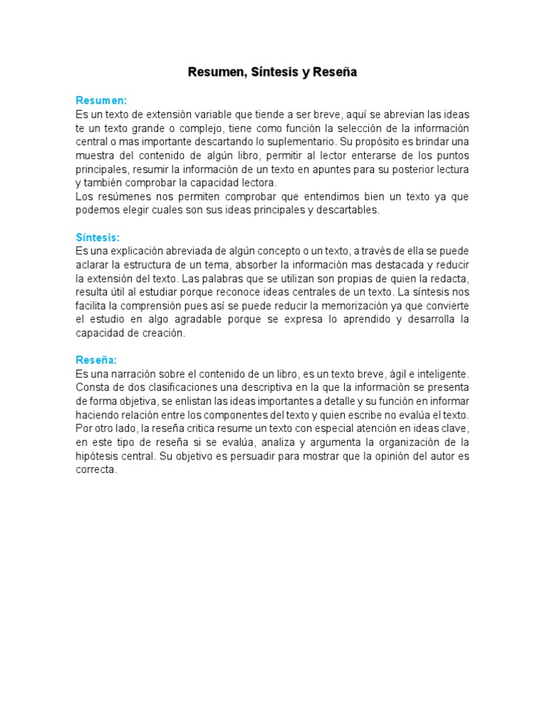 Resumen, Síntesis y Reseña: Guía SEO | PDF