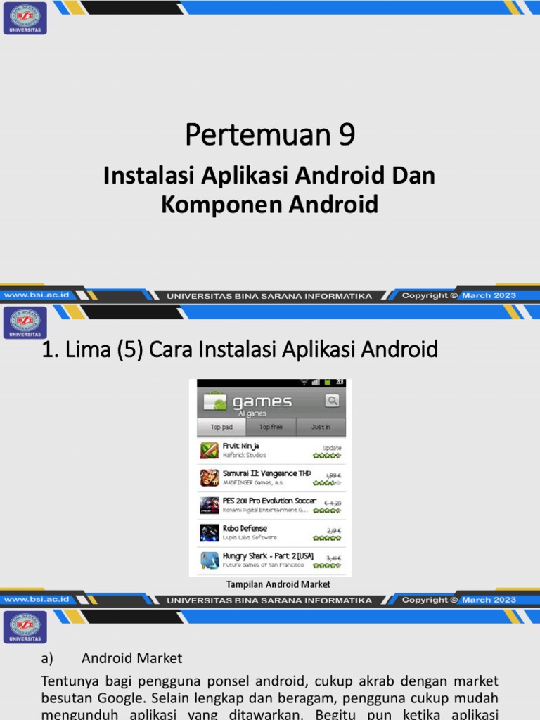 Pertemuan 9: Instalasi Aplikasi Android Dan Komponen Android | PDF