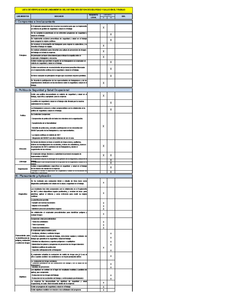 Modelo Guia Check List Linea Base | PDF | Planificación | Seguridad y ...