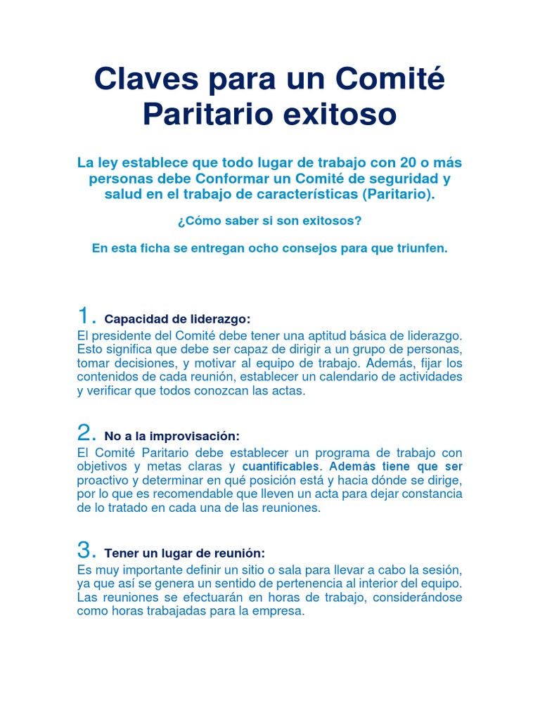 Claves para un Comité Paritario Exitoso | PDF