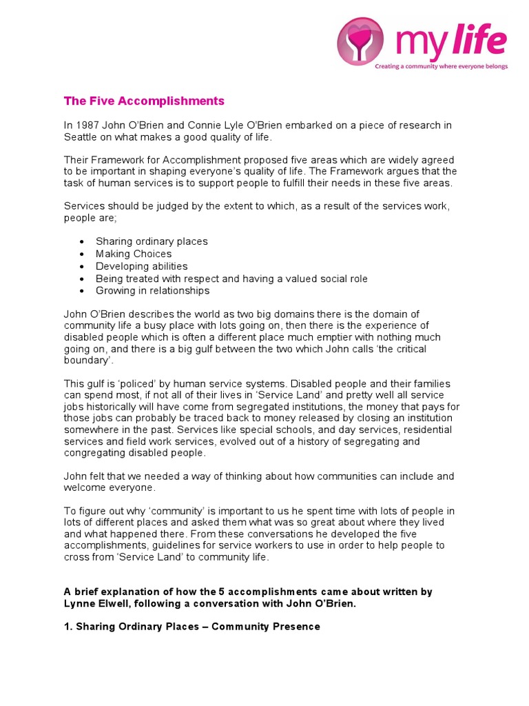 Five Accomplishments for Quality Life | PDF | Psychological Concepts ...