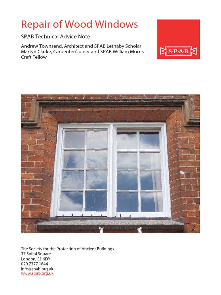 SPAB Technical Advice Note-Repair of Wood Windows | PDF | Window | Lumber