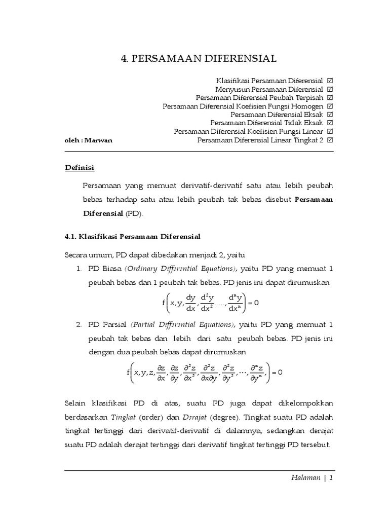 Persamaan Diferensial | PDF