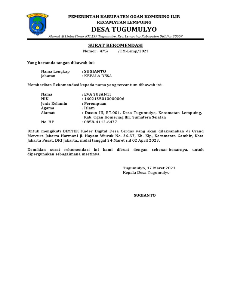 Surat Rekomendasi | PDF