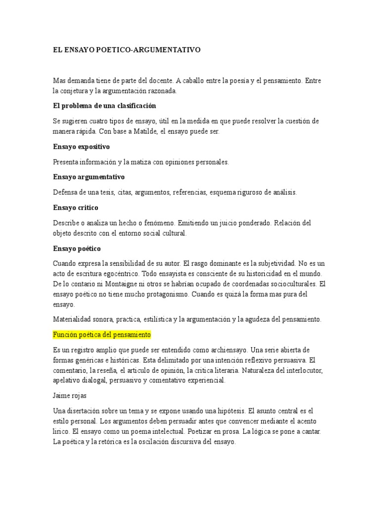 El Ensayo Poetico | PDF | Ensayos | Poesía