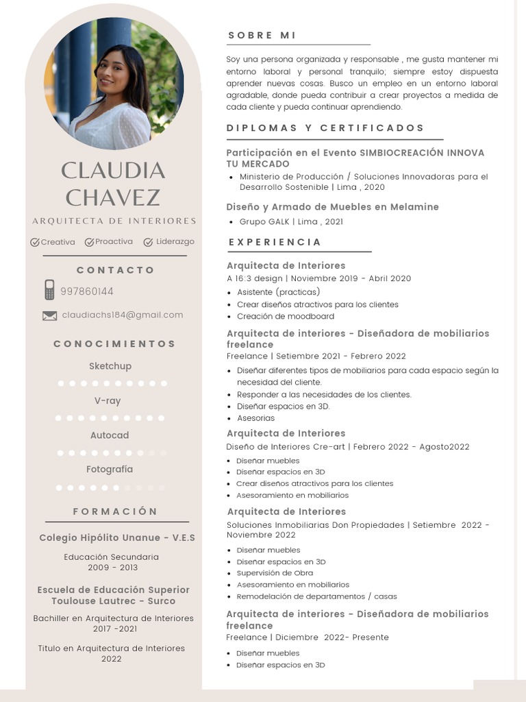 Claudia Chavez - CV | PDF | Arquitecto