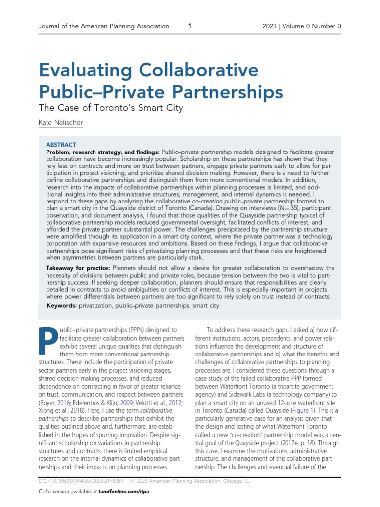 Evaluating Collaborative Public-Private Partnerships - The Case of ... Evaluating Collaborative Public-Private Partnerships - The Case of ...