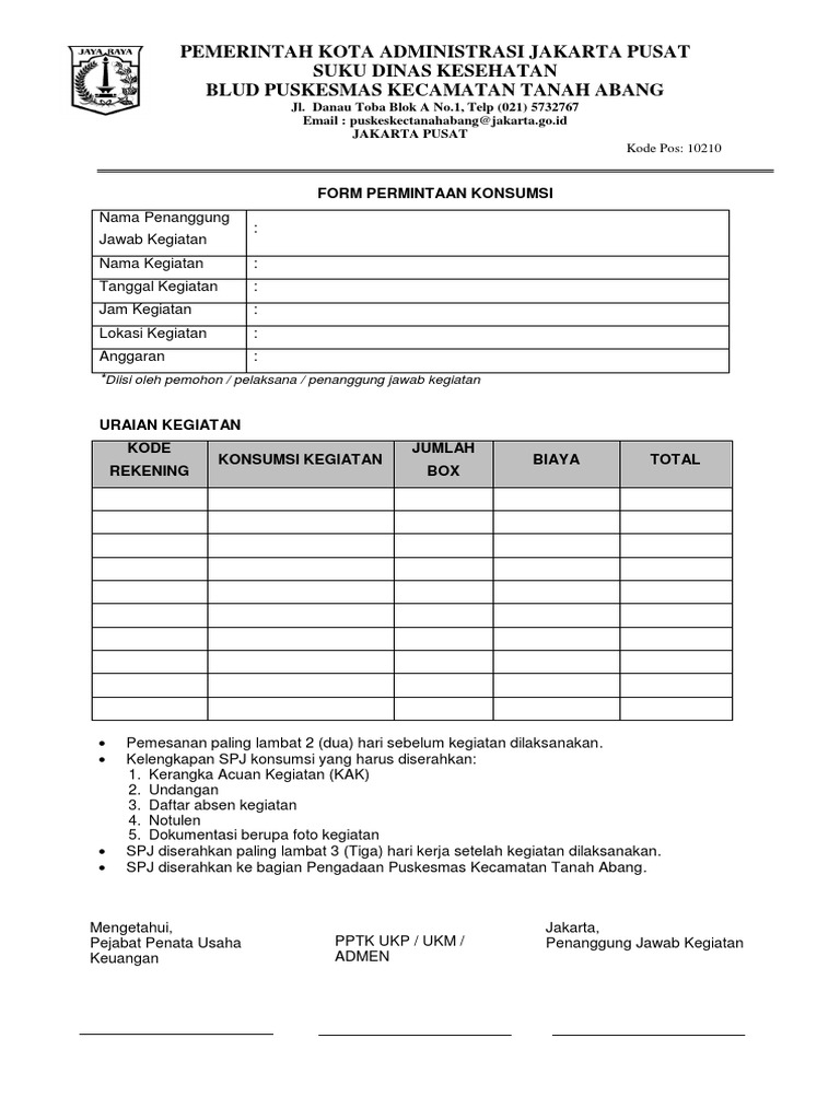FORM PERMINTAAN KONSUMSI 2022 (1) | PDF