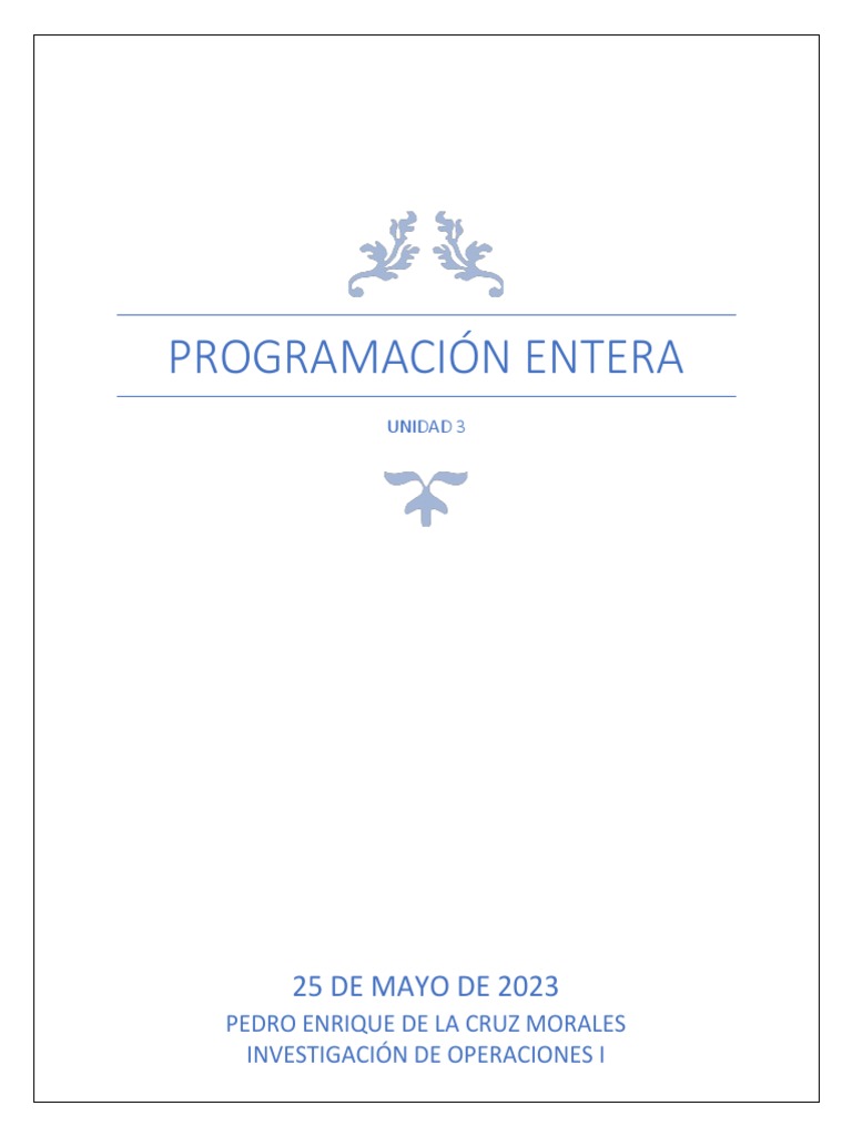 Introducción a la Programación Entera | PDF | Programación lineal ...