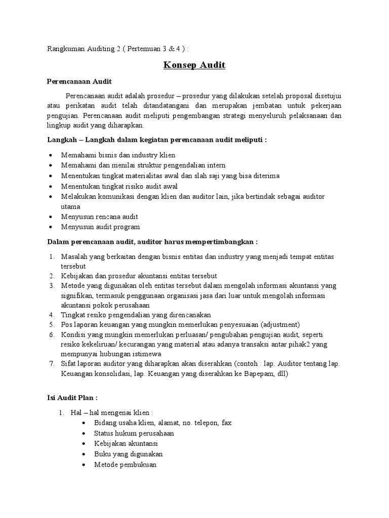 Rencana dan Program Audit Efektif | PDF