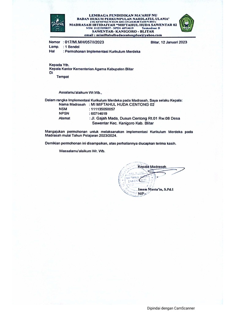 Surat Permohonan Kamad | PDF