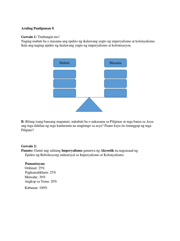 Araling Panlipunan Activities | PDF