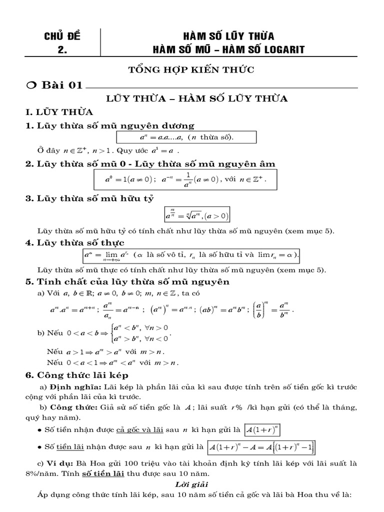 Bai Tap Ham So Luy Thua Ham So Mu Va Ham So Logarit Nguyen Phu Khanh Huynh Duc Khanh | PDF