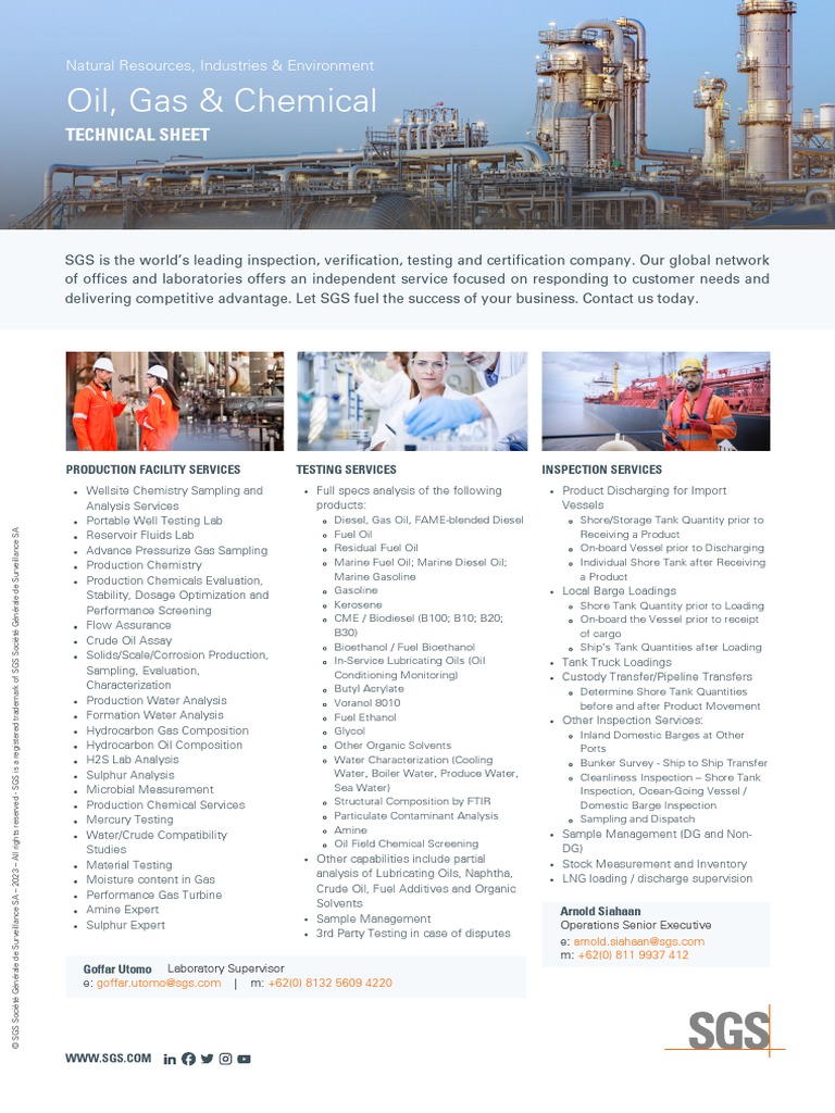 SGS Oil & Gas Testing Services | PDF | Biodiesel | Diesel Fuel