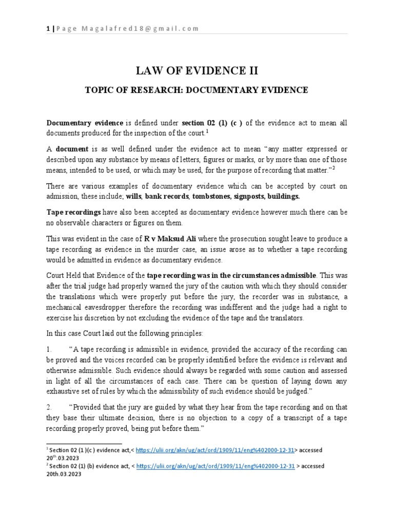 Documentary Evidence | PDF | Evidence (Law) | Parol Evidence Rule