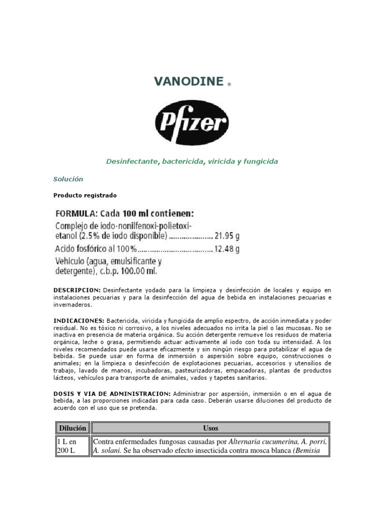 VANODINE | PDF | Agua