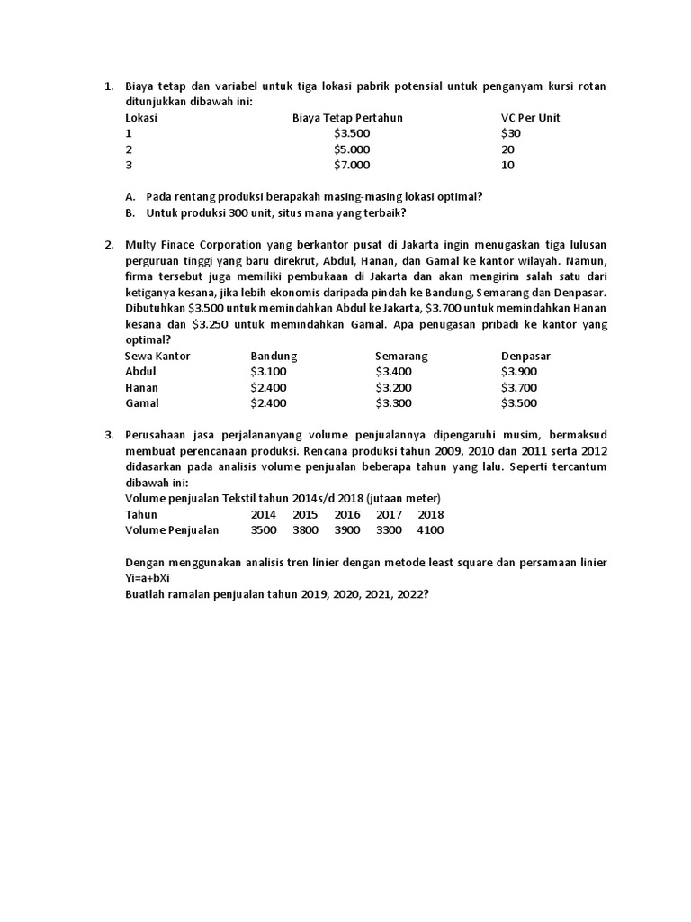 Soal UTS Ekonomi Operasional | PDF