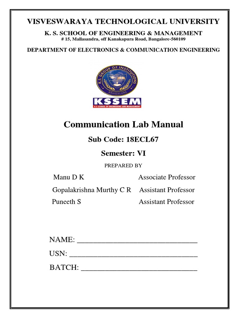 18ecl67 Communication Lab Manual Pdf Modulation Frequency Modulation