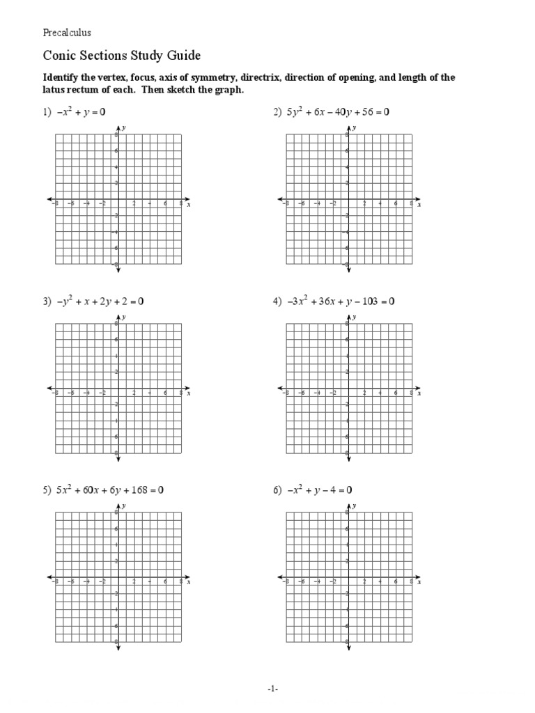 Precalculus Conic Sections Study Guide | PDF | Euclidean Geometry | Theoretical Computer Science