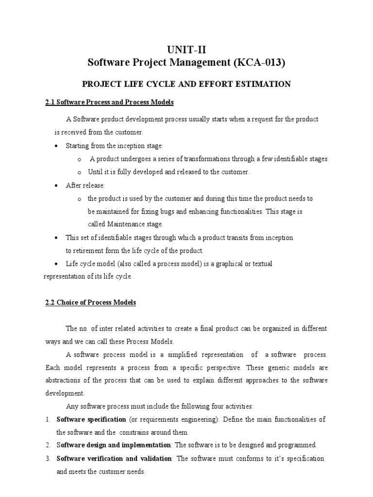 Spm Unit 2 Notes Pdf Systems Engineering Software Development