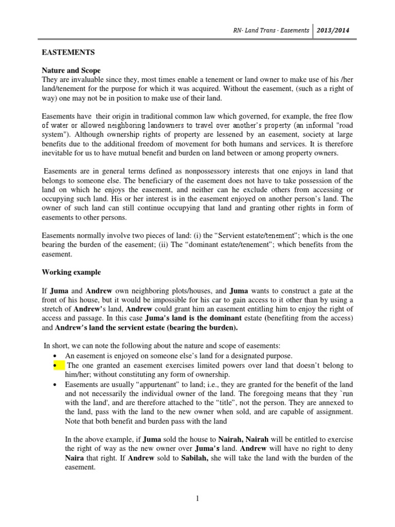 Easements | PDF | Easement | Civil Law (Legal System)