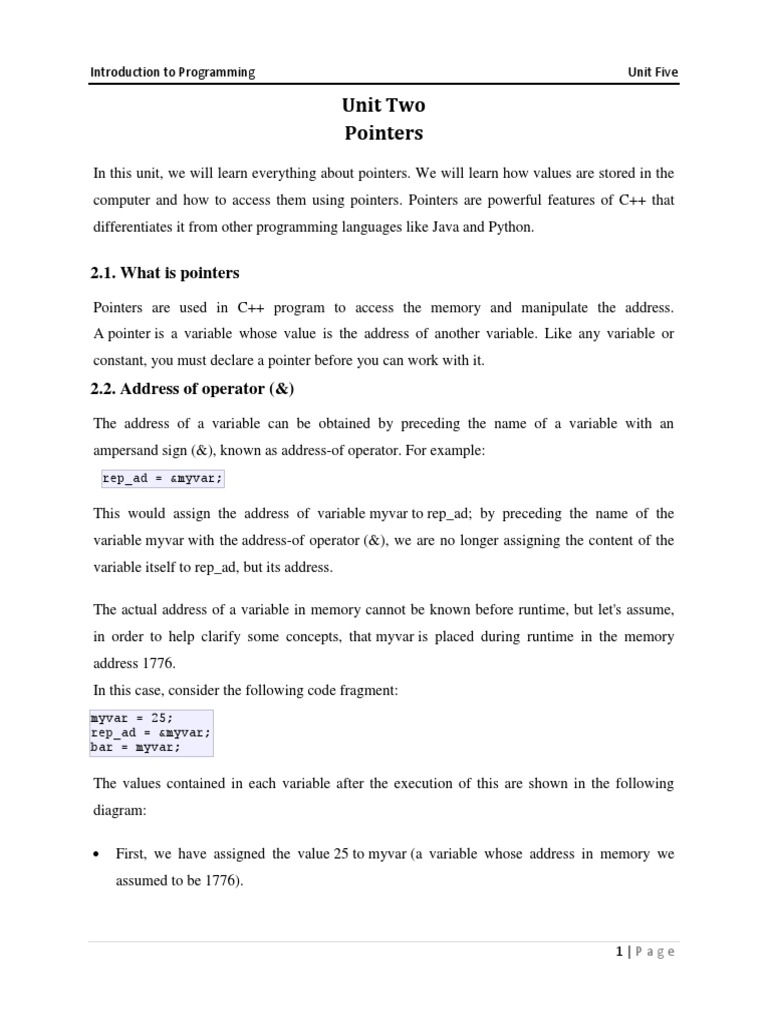 Chapter Two Pointers Pdf Pointer Computer Programming Variable Computer Science