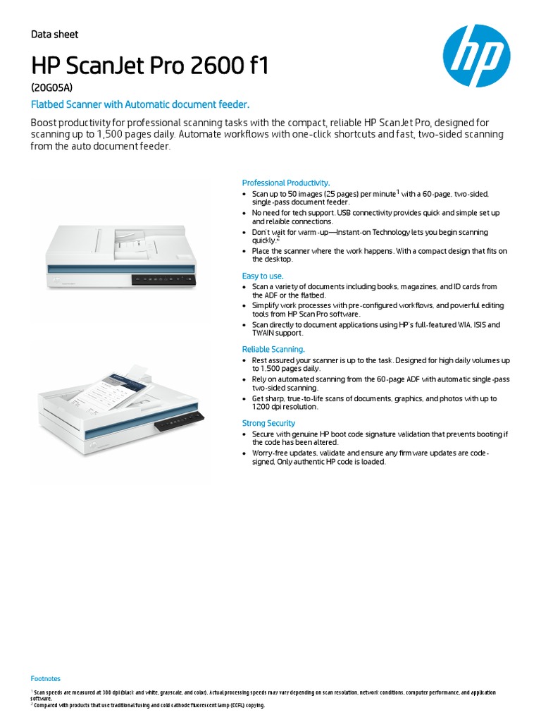 HP ScanJet Pro 2600 f1 | PDF | Image Scanner | Software