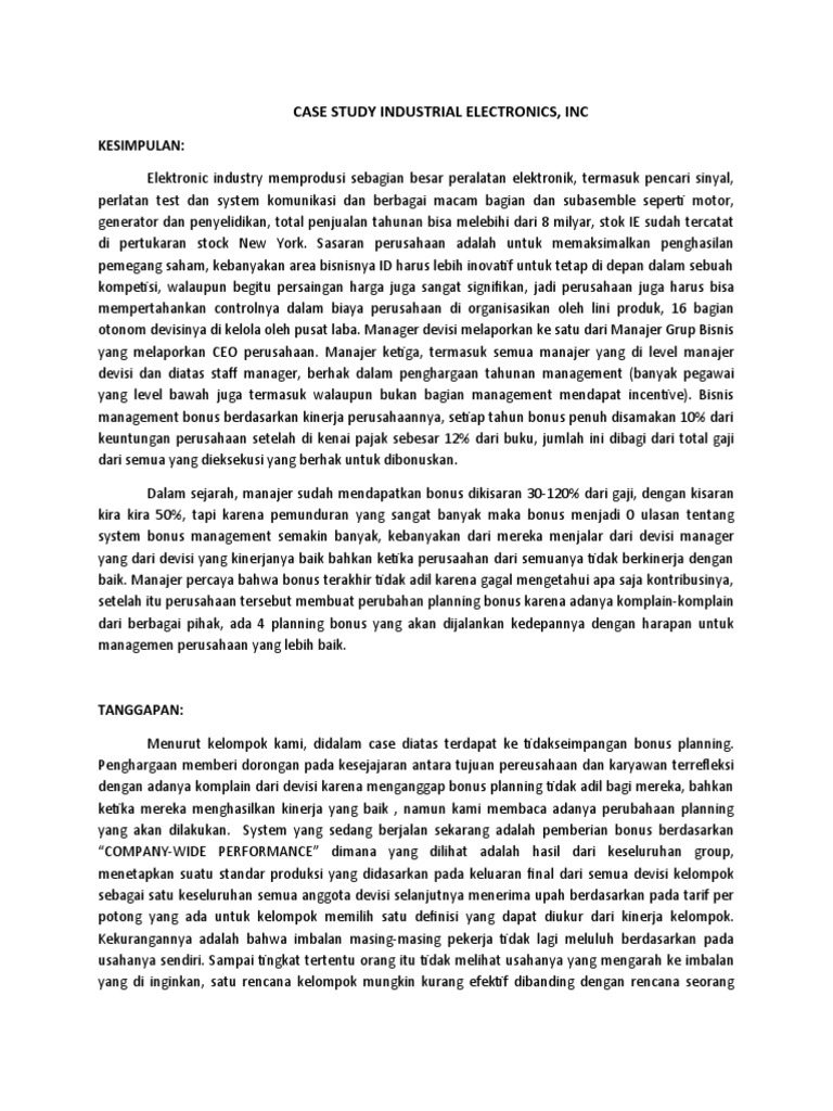 Case Study Industrial Electronics | PDF