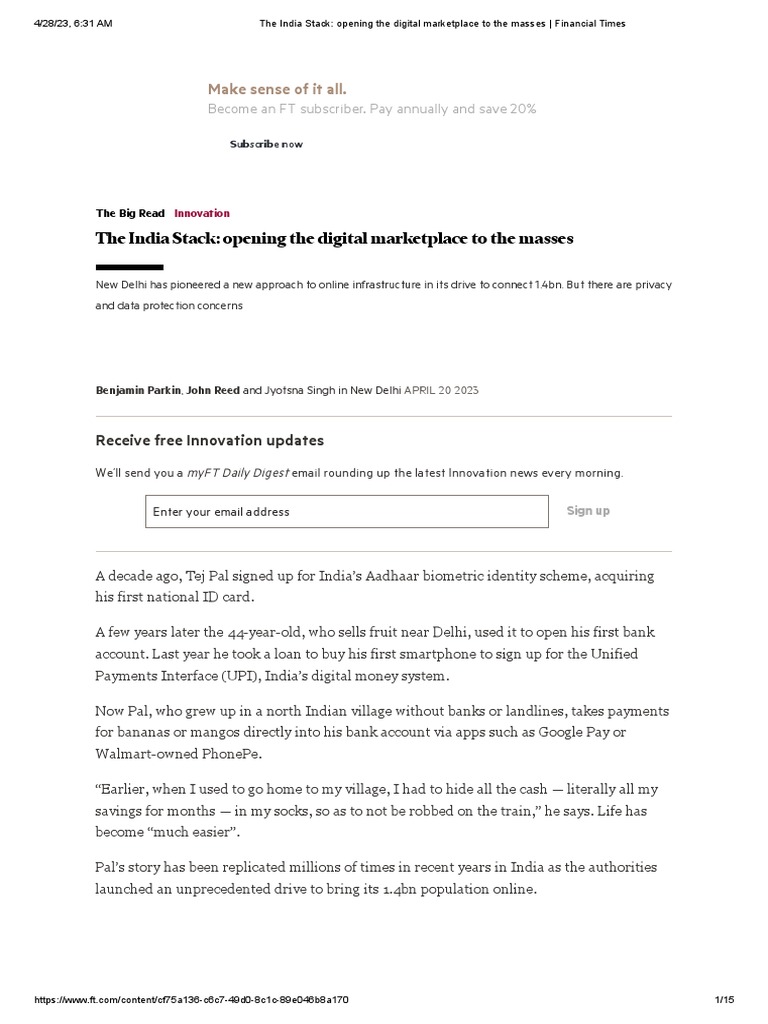 The India Stack - Opening The Digital Marketplace To The Masses | PDF ...