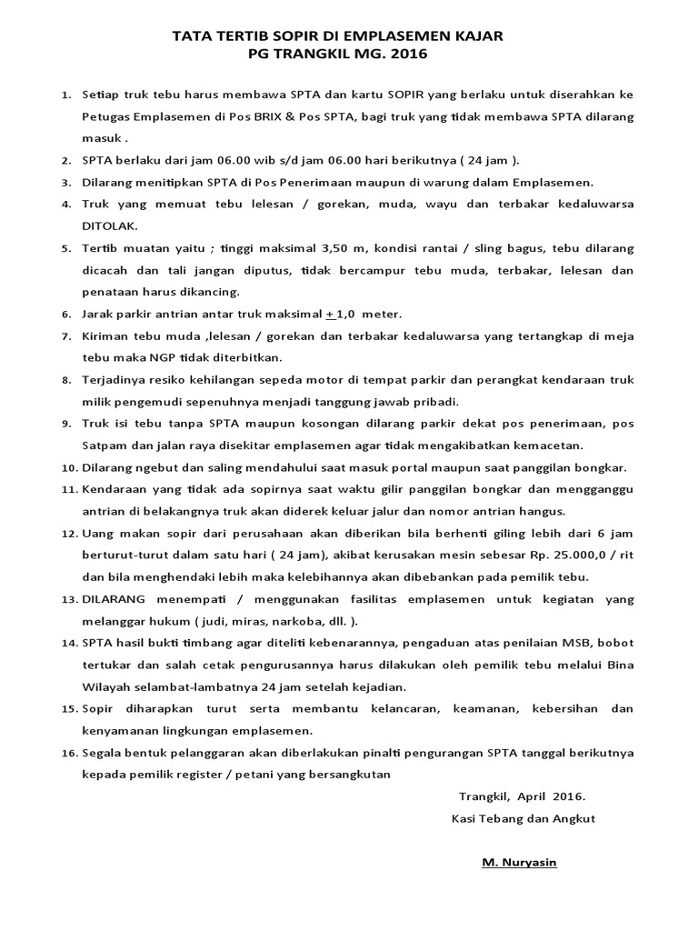 Tata Tertib Sopir | PDF