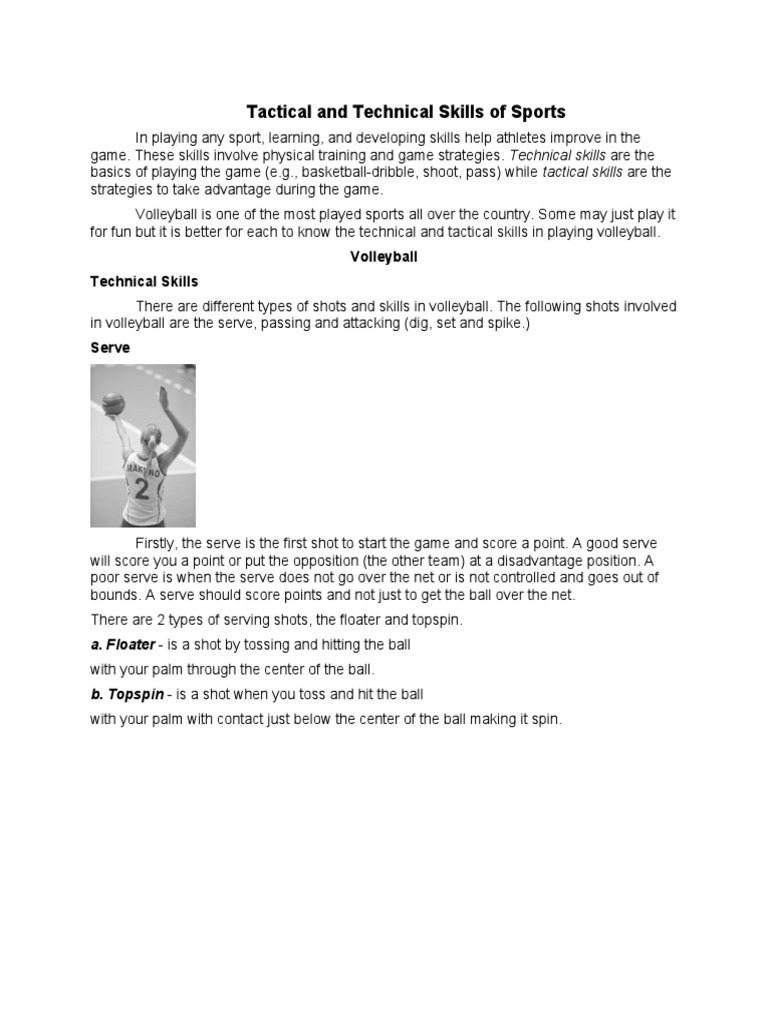 Volleyball Tactical and Technical Skills | PDF | Volleyball | Ball Games