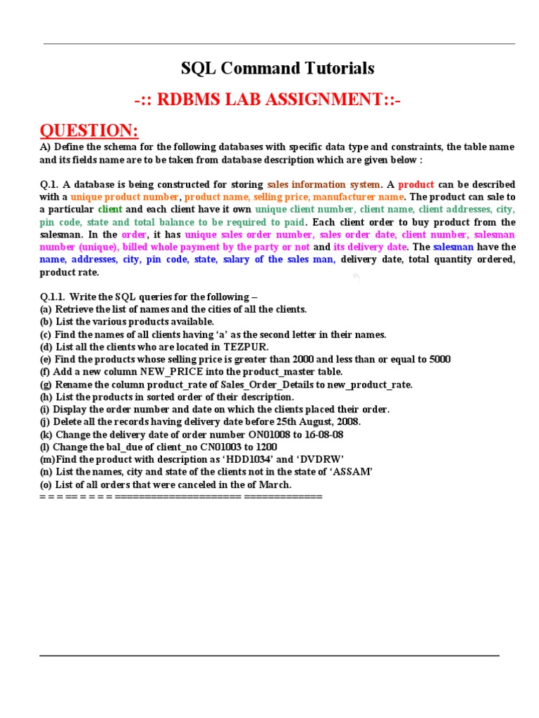 RDBMS - SQL - Tutorial - DBMS - Lab | PDF | Relational Database | Databases RDBMS - SQL - Tutorial - DBMS - Lab | PDF | Relational Database | Databases