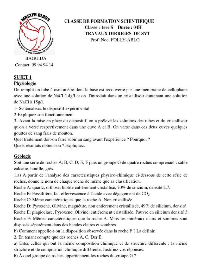 TD SVT 1ere S | Download Free PDF | Osmose | Chimie