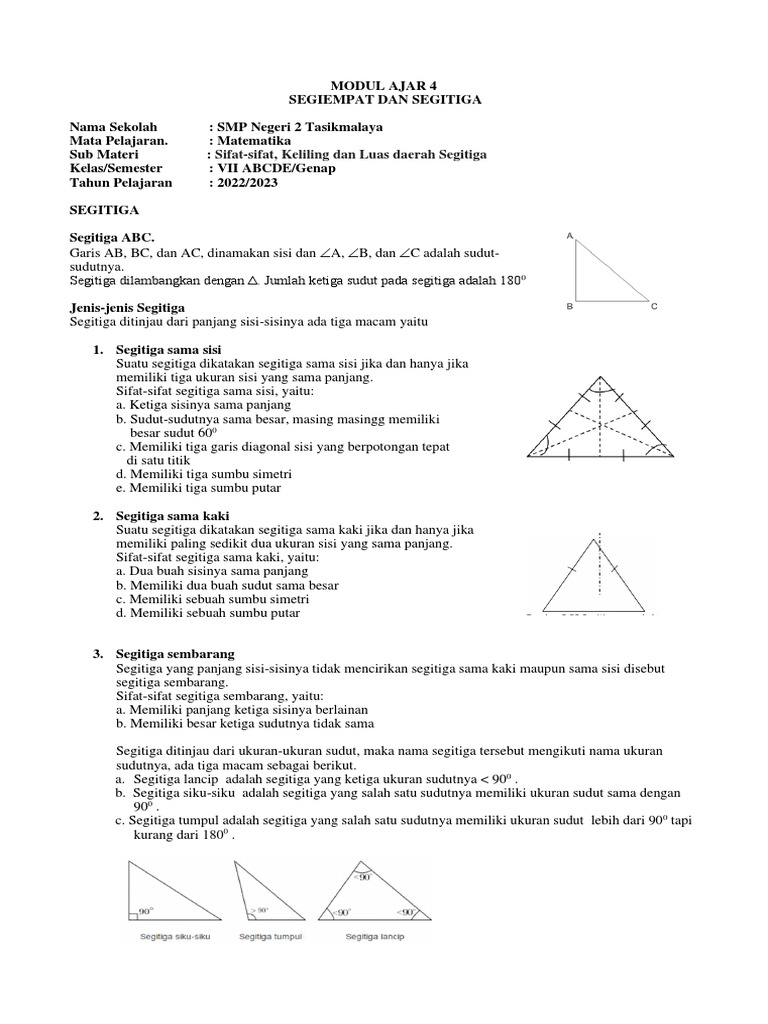 MODUL AJAR 4 Segiempat Segitiga | PDF