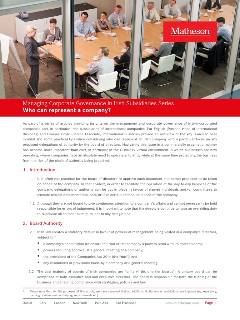 Managing Corporate - Who Can Represent A Company | PDF | Board Of ...