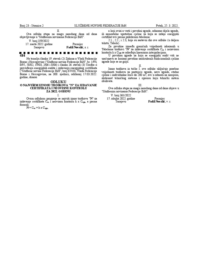 Odluka N Troskovi - 23 22 | PDF