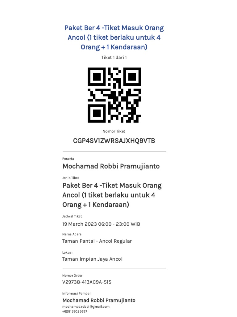 Tiket Ancol | PDF