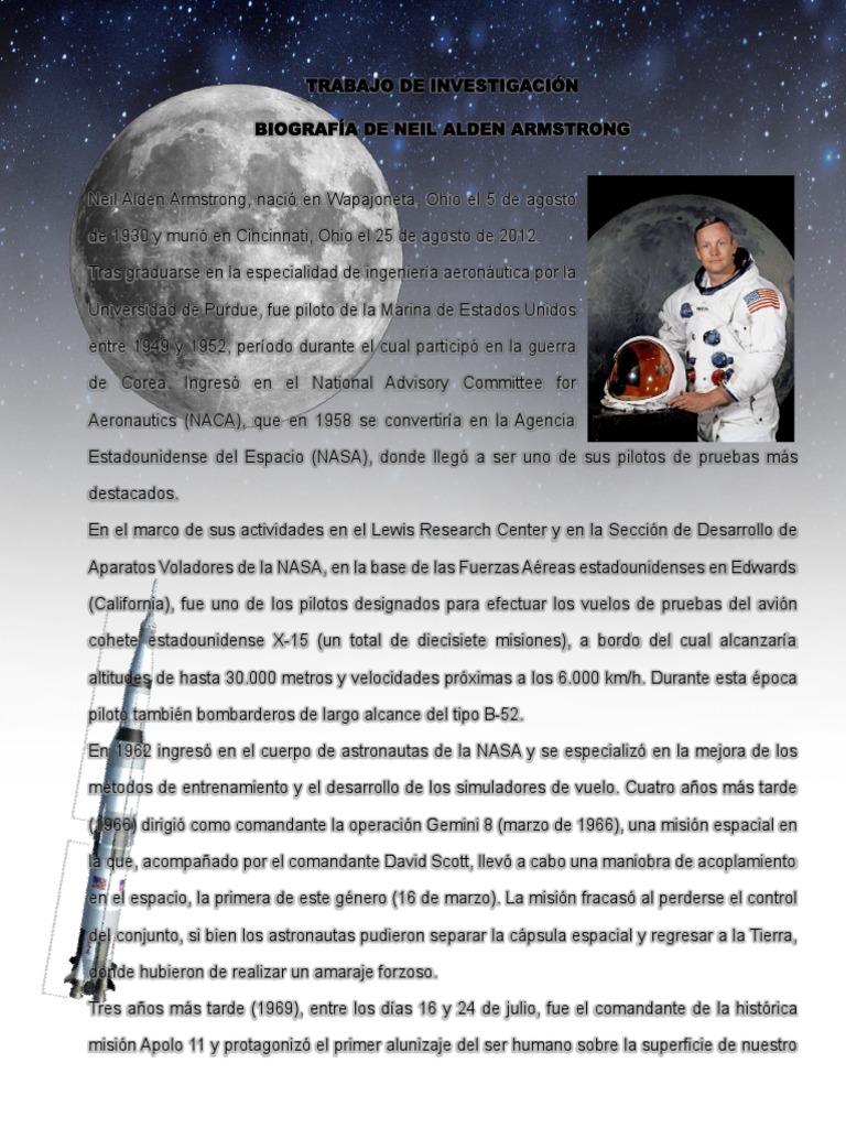 Primer Hombre Que Fue A La Luna | PDF | Neil Armstrong | Nasa