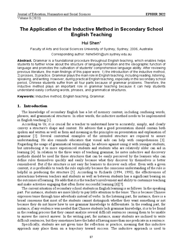 The Application of The Inductive Method in Seconda | PDF | Learning | Grammar