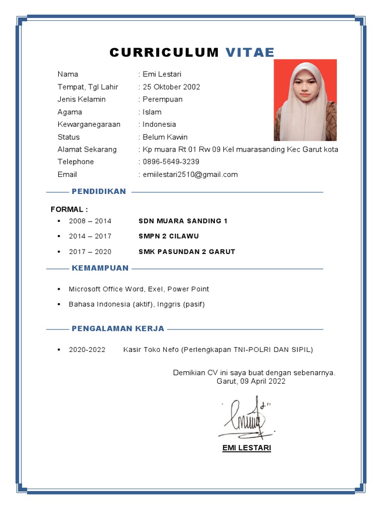 Contoh CV Mandiri Emi | PDF