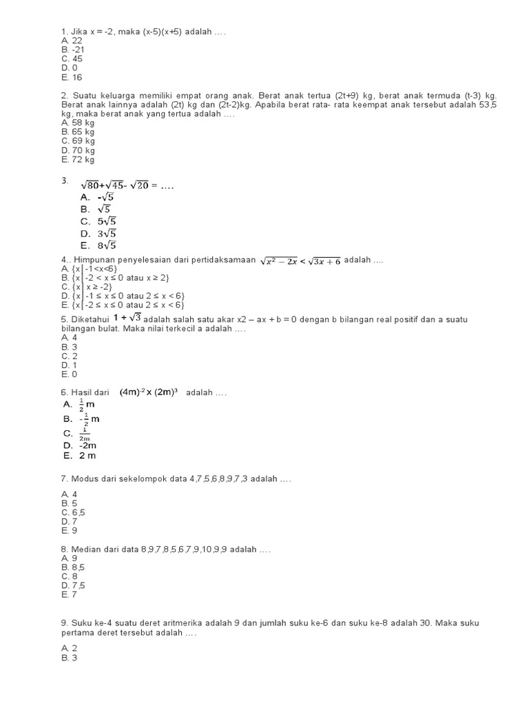 Latihan Soal Matematika Polri | PDF