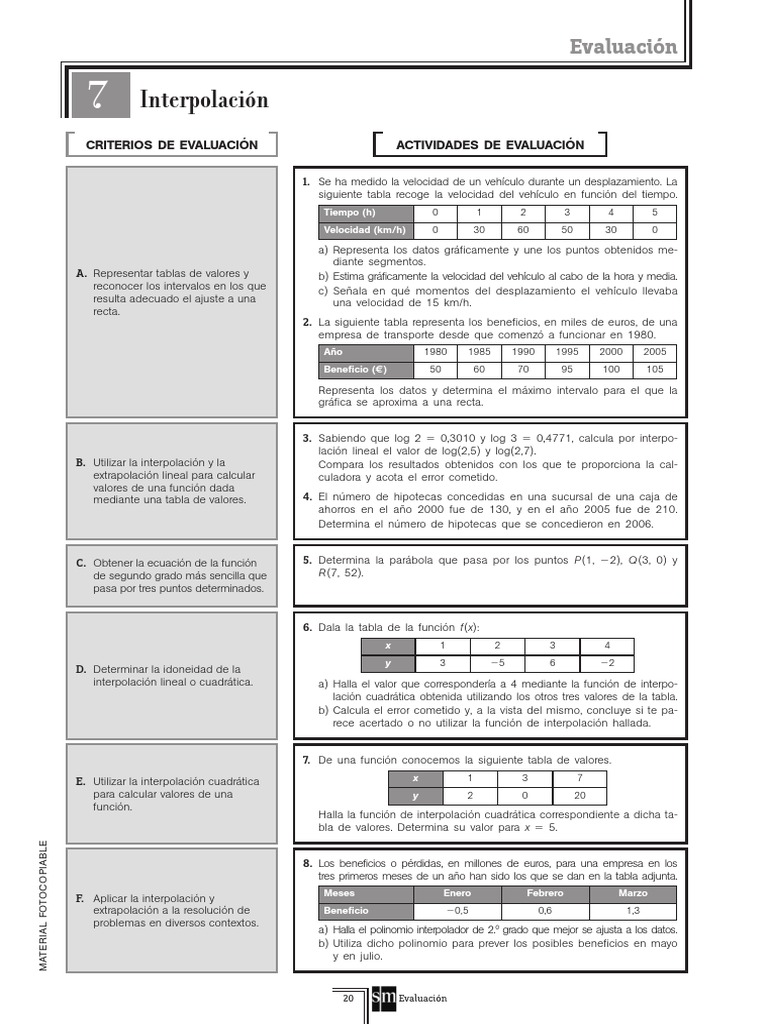 Interpolación y Extrapolación Lineal | PDF | Análisis matemático