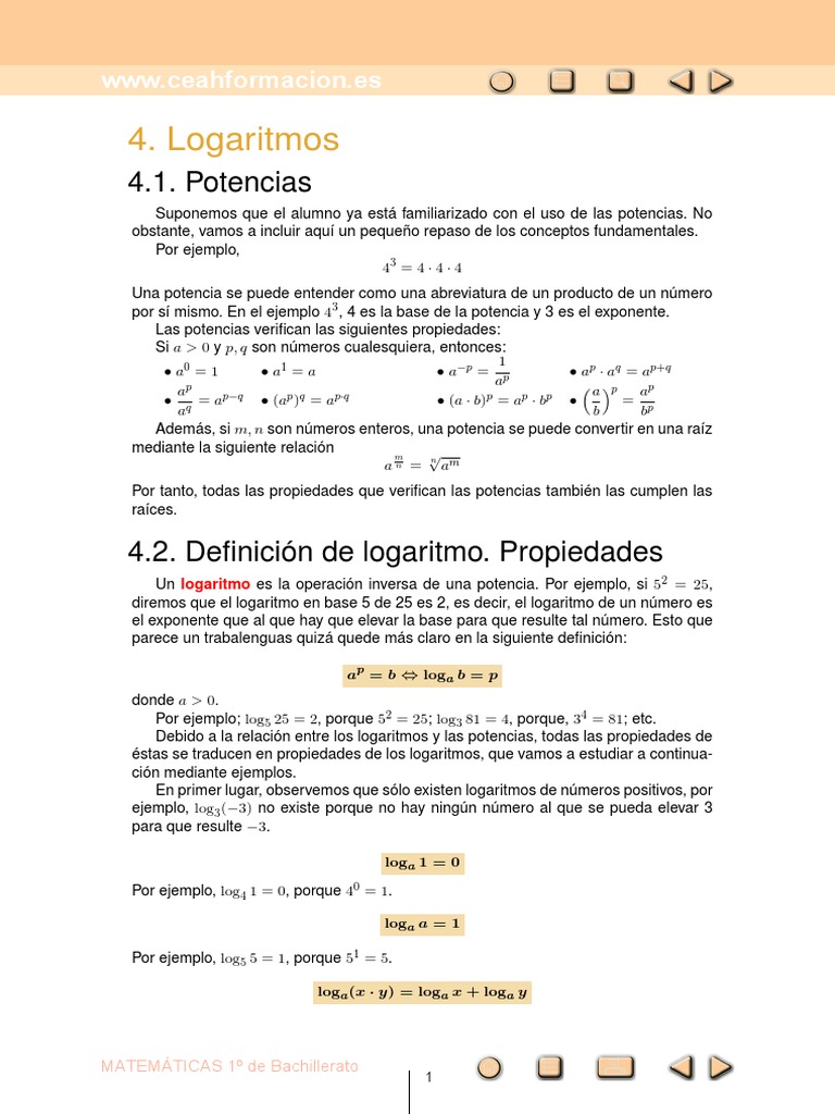 B1 MCCSS Resumen-Logaritmos | PDF | Logaritmo | Exponenciación