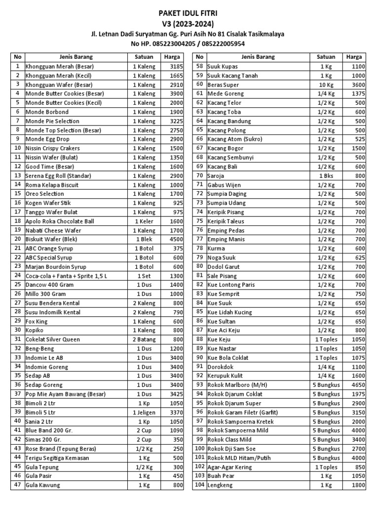 Paket Lebaran V3 2023 | PDF