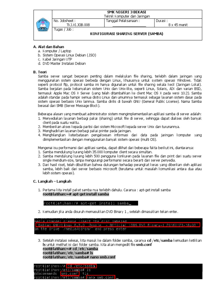 Jobsheet 08 Konfigurasi Samba Server | PDF