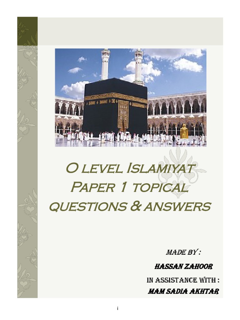 Islamiyat Past Papers P1 | PDF | Prophets And Messengers In Islam | Quran