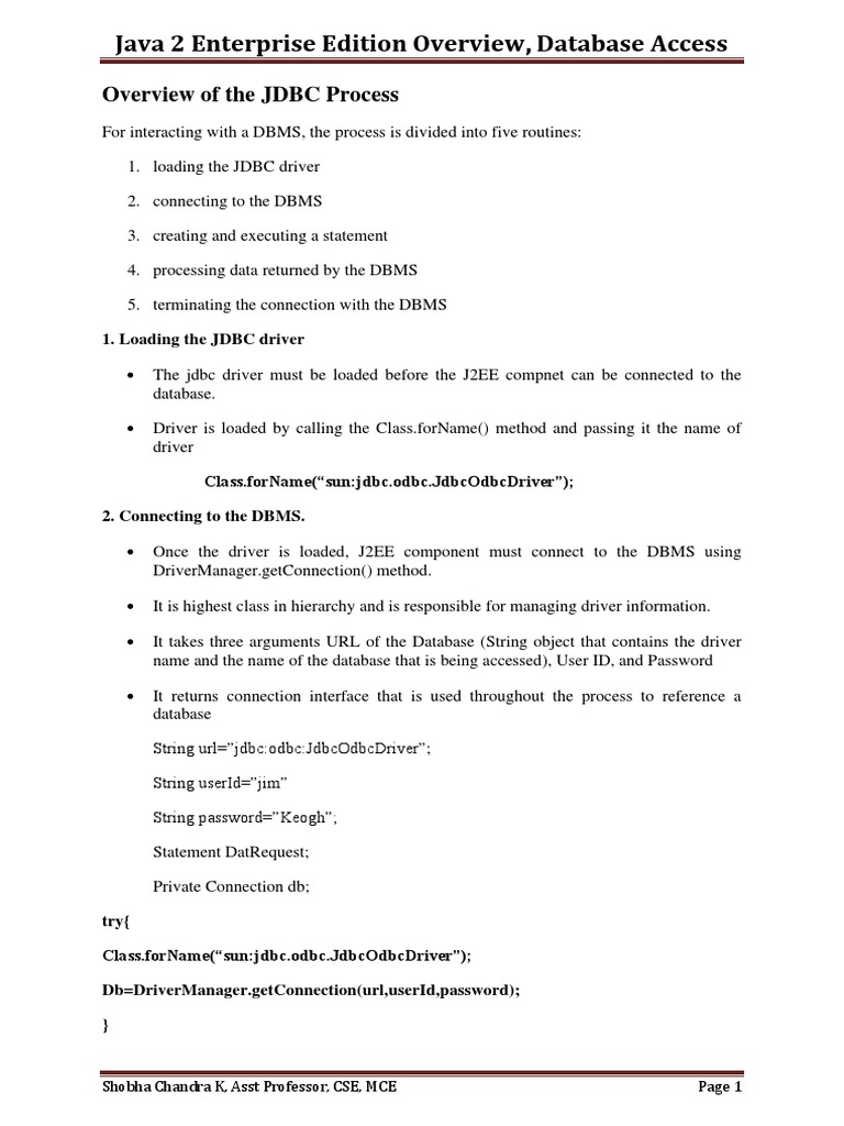 Overview of The JDBC Process | PDF | Databases | Sql