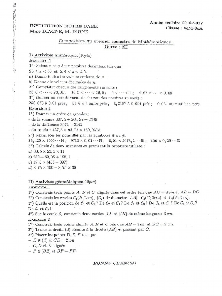 6ème Maths | PDF