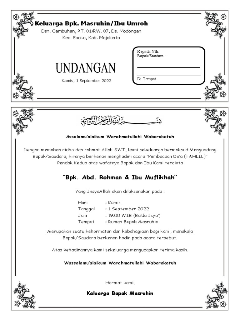 Undangan Pendak 2 Mbah | PDF